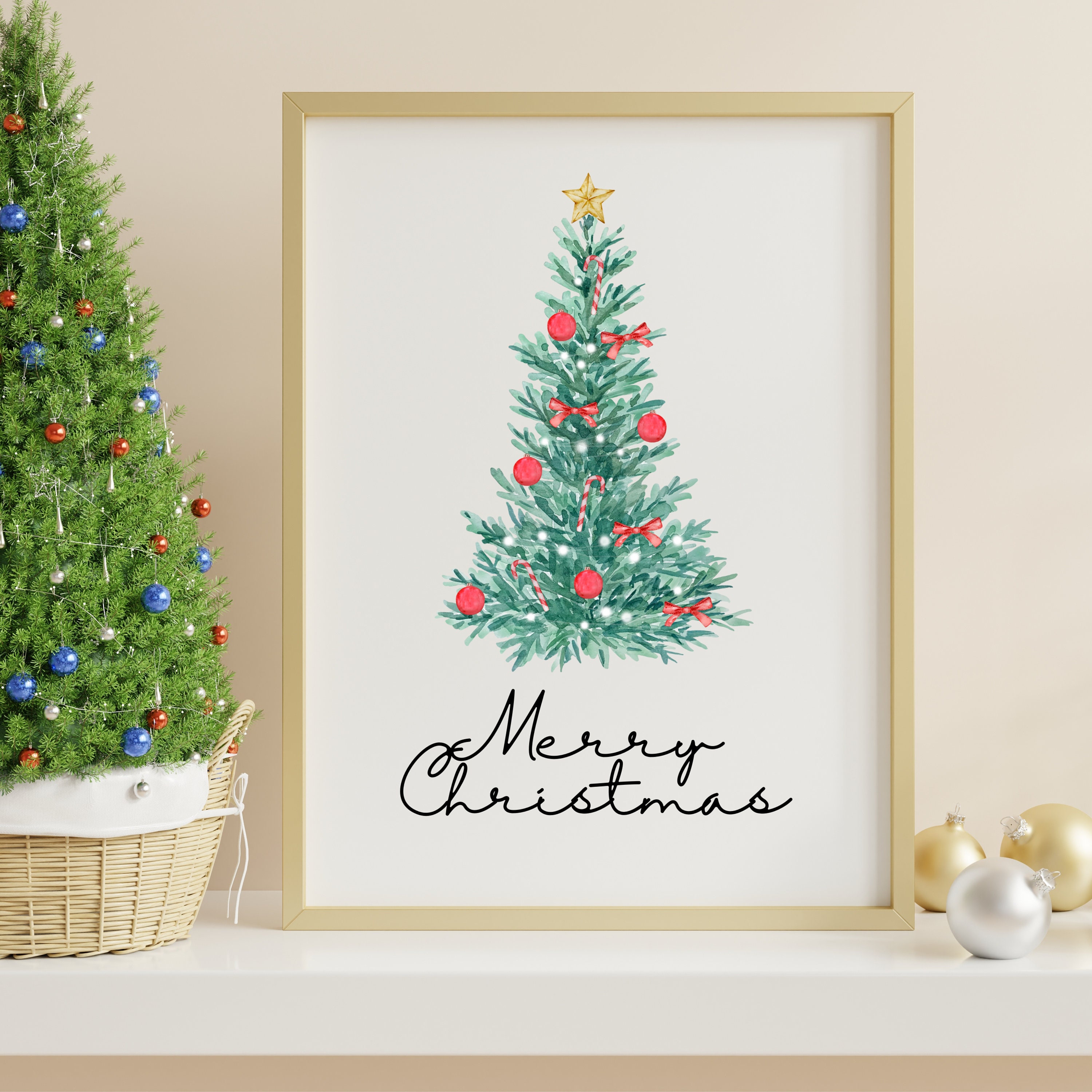 Vintage Tree Merry Christmas Wall Art Decor Perfect Gift - Etsy
