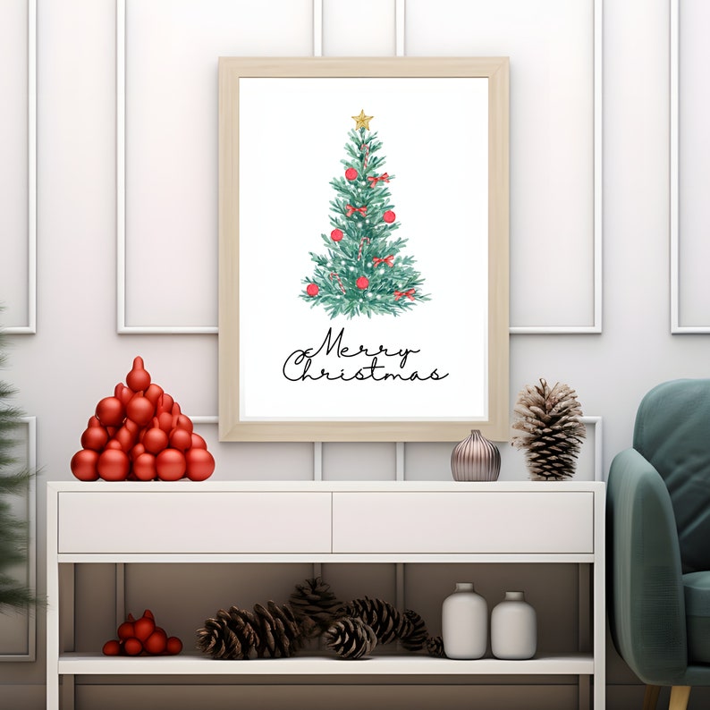 Vintage Tree Merry Christmas Wall Art Decor Perfect Gift - Etsy