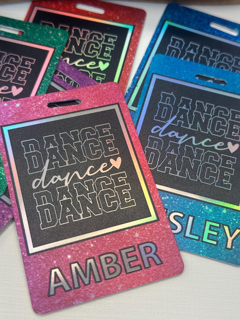 Personalized Holographic Dance Bag Tag: Custom UV Printed Team ...