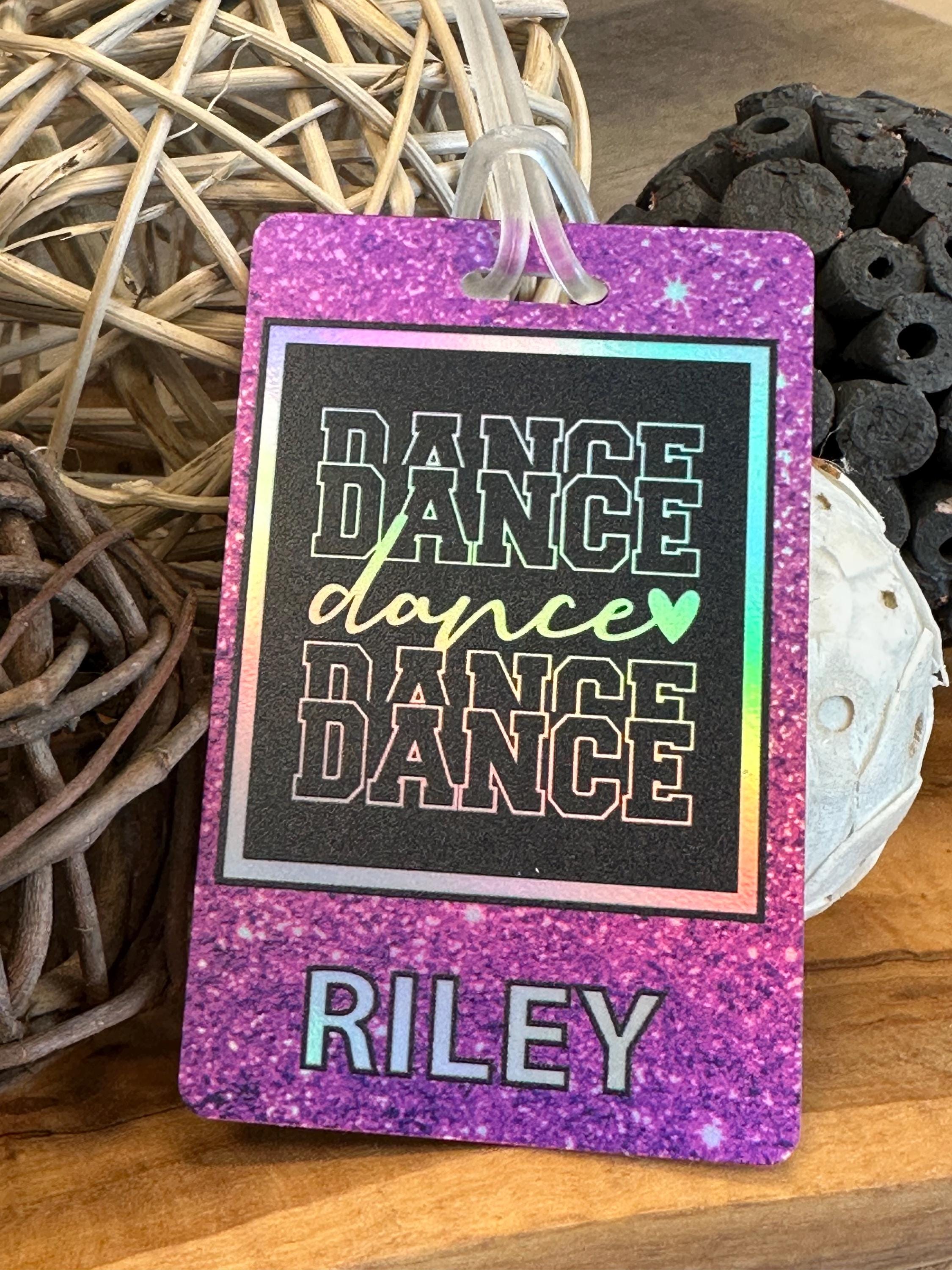 Personalized Holographic Dance Bag Tag: Custom UV Printed Team ...