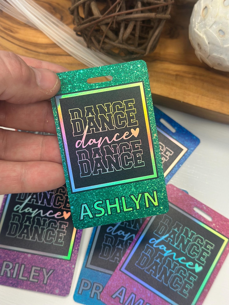 Personalized Holographic Dance Bag Tag: Custom UV Printed Team ...
