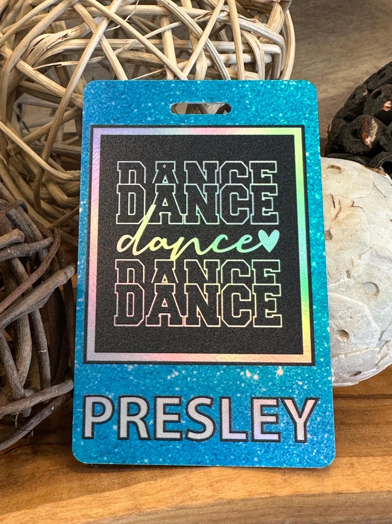 Personalized Holographic Dance Bag Tag: Custom UV Printed Team ...