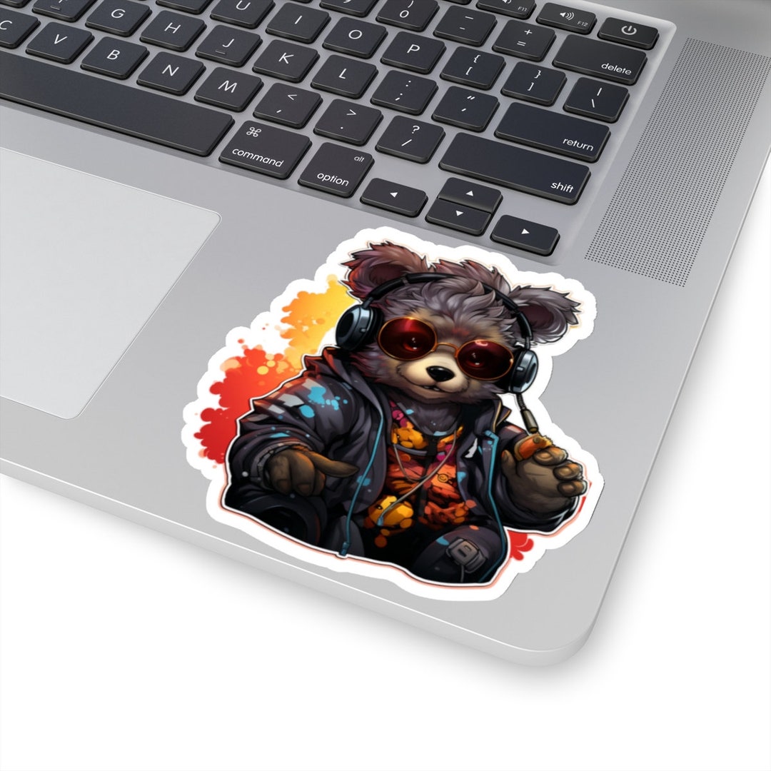 Cool Bear DJ Sticker, Vinyl Sticker, Laptop Sticker, Yeti Cooler ...
