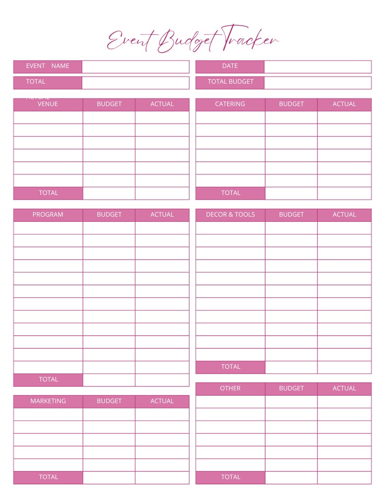EVENT BUDGET TRACKER. - Etsy