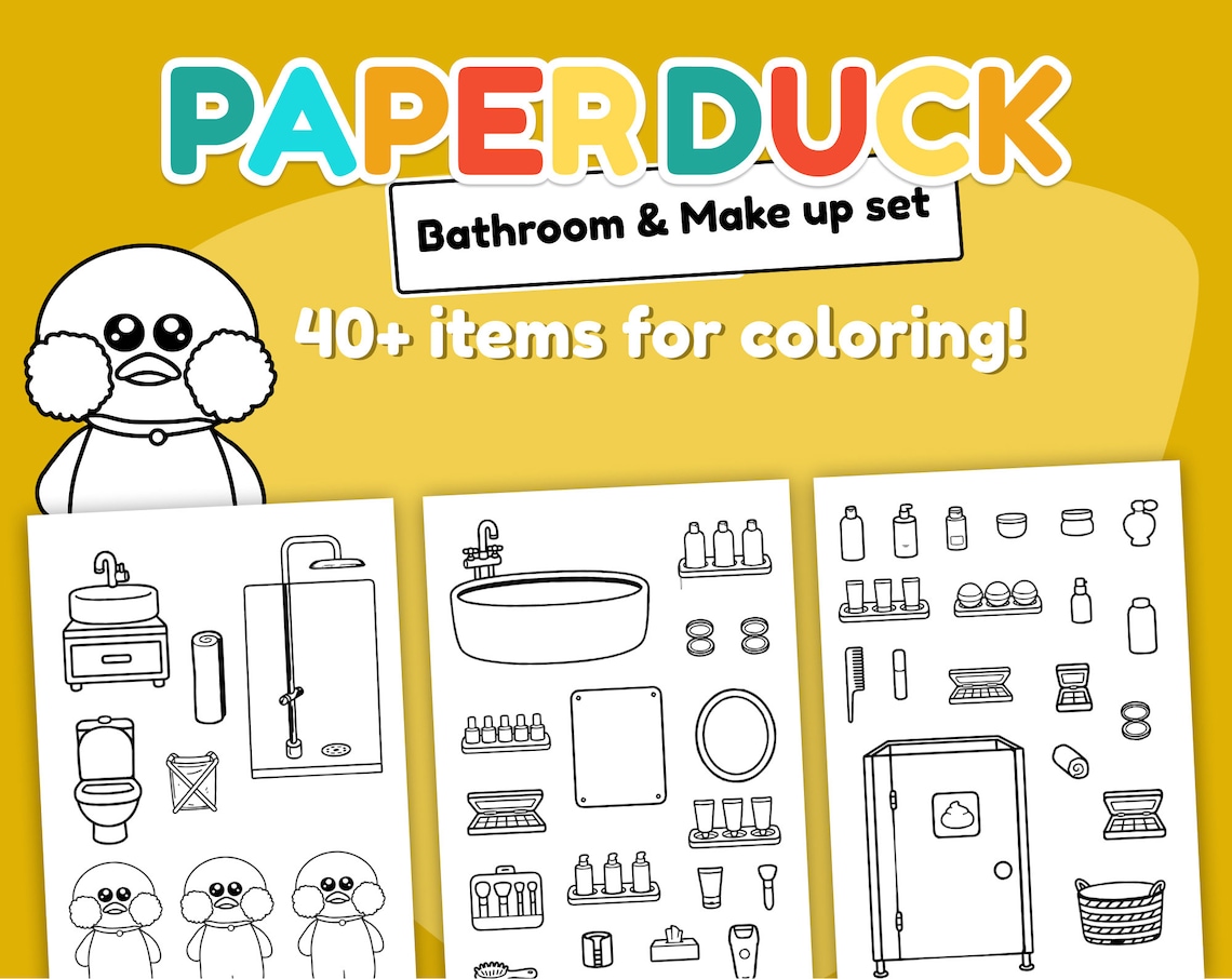 Paper Duck Printable Set for Coloring | Bathroom, Make up and Skin Care ...