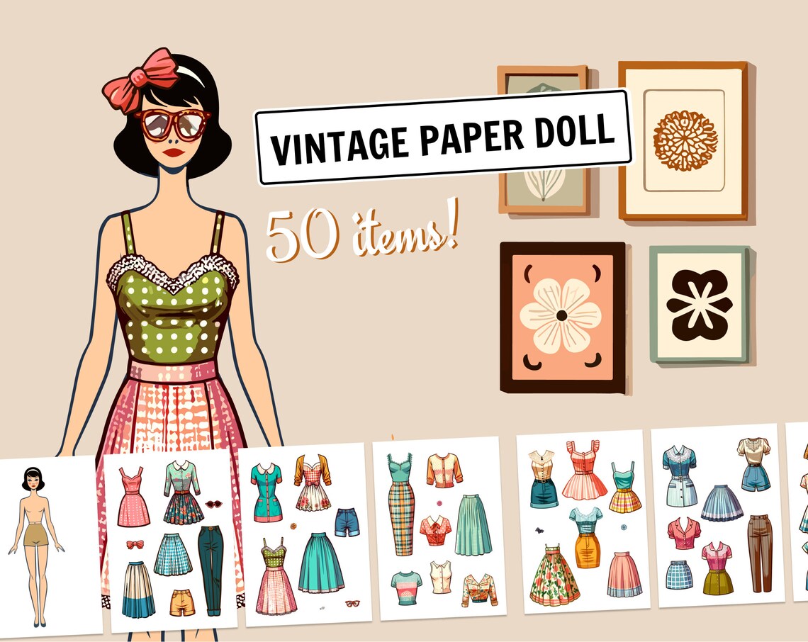 Paper Doll Vintage Printable | 1950s Paper Doll With Clothes and ...