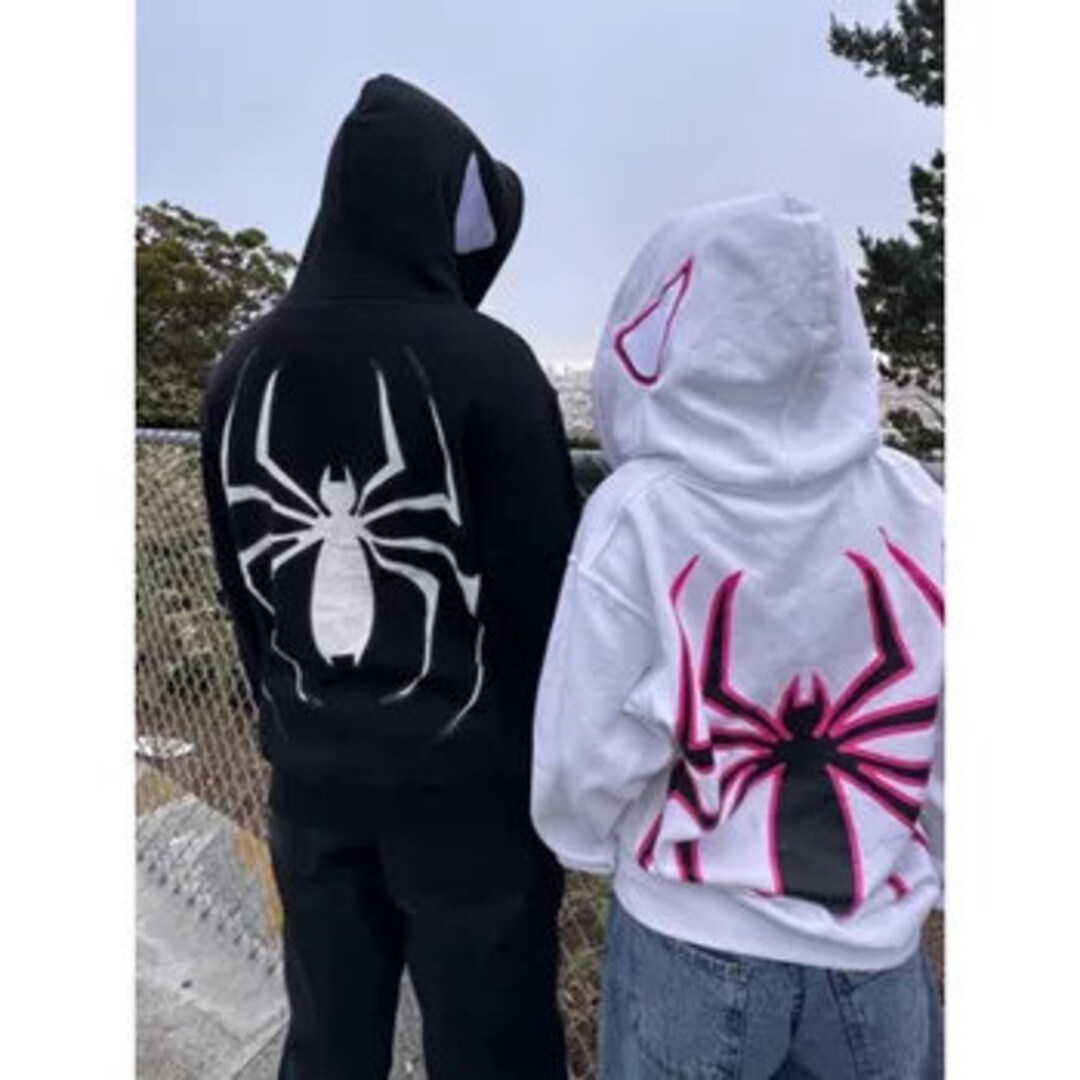 Y2K Spider Eyes Hooded Grunge Jacket With Oversized Unisex Pullover ...