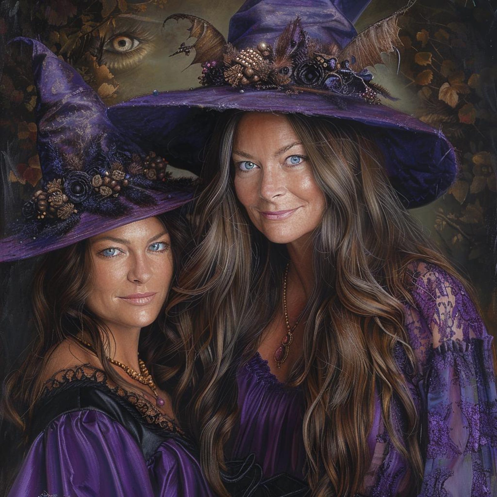 2 People the Witch Family Portrait, Custom Witch Portrait, Family ...
