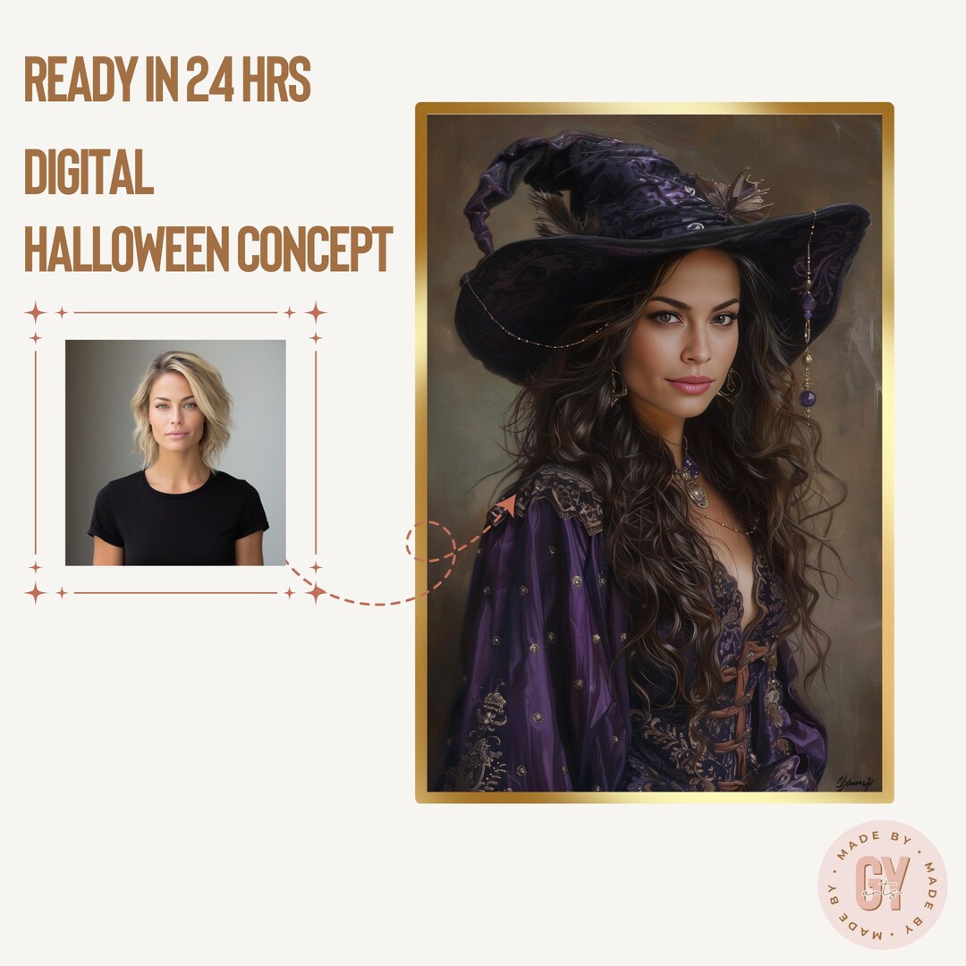 Custom Halloween Woman Portrait, Personalized Halloween Woman Portrait ...