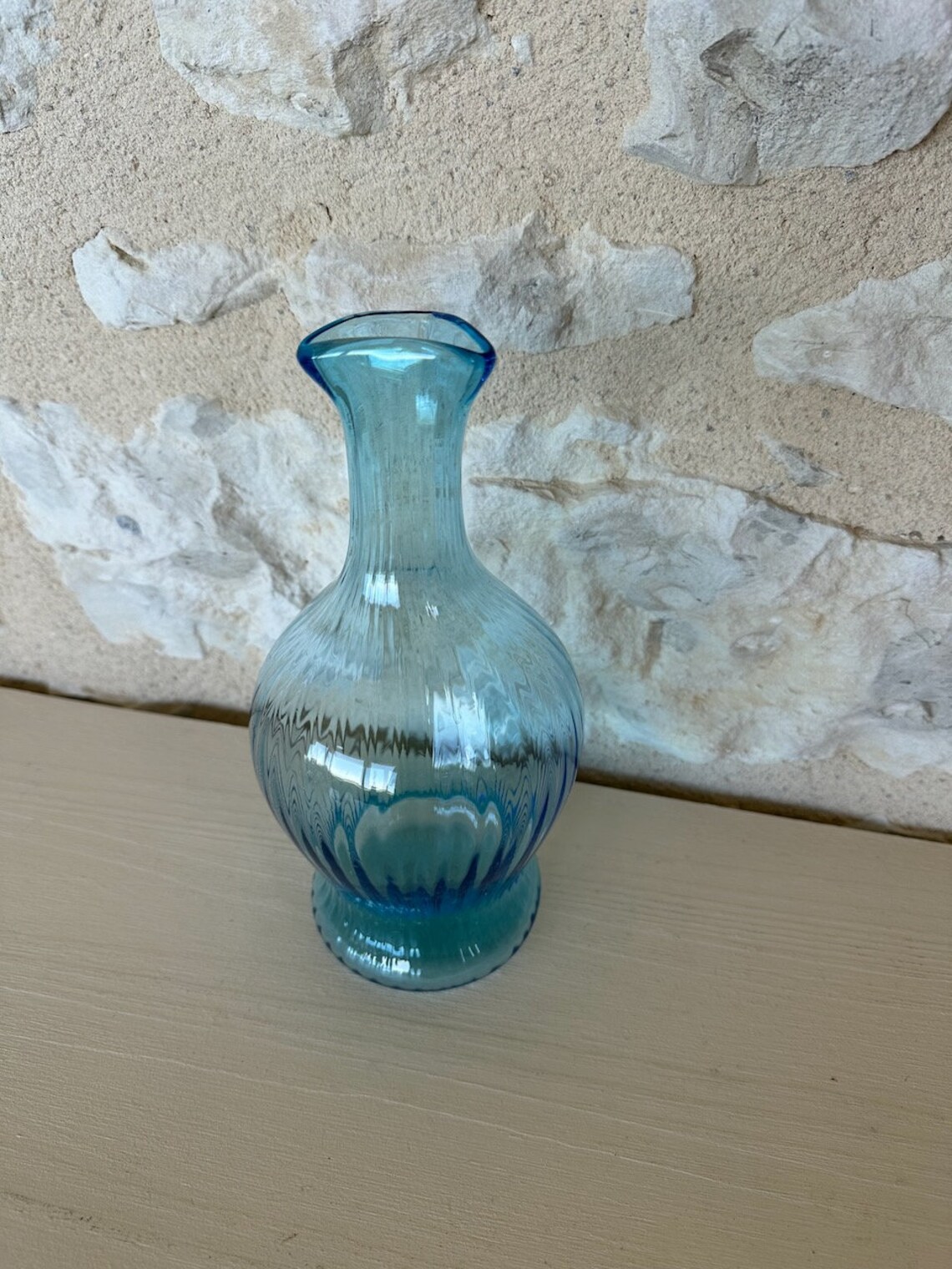 Vintage Blue Glass Vase - Etsy