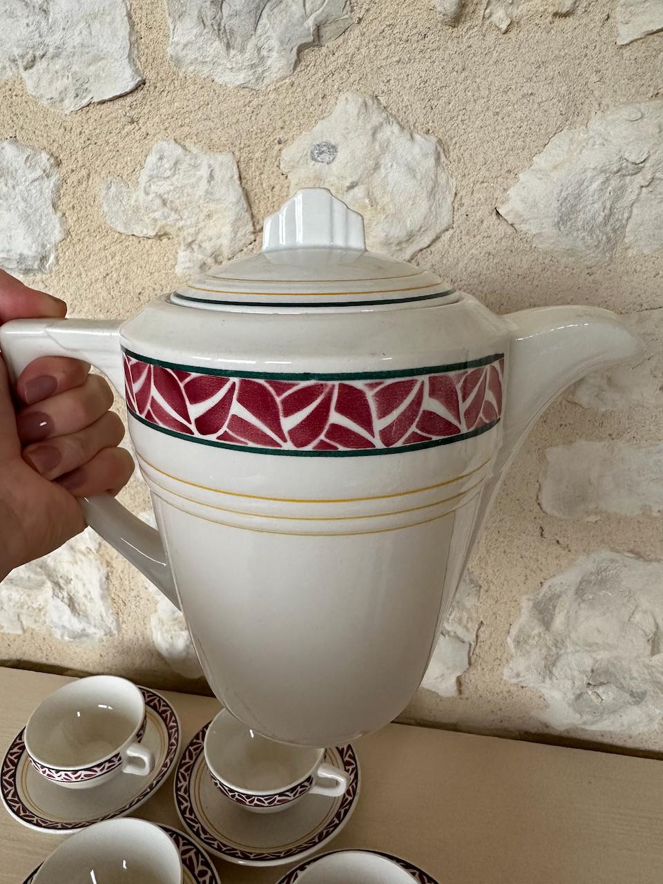 Art Deco Tea Pot With Cups and Saucers - Etsy