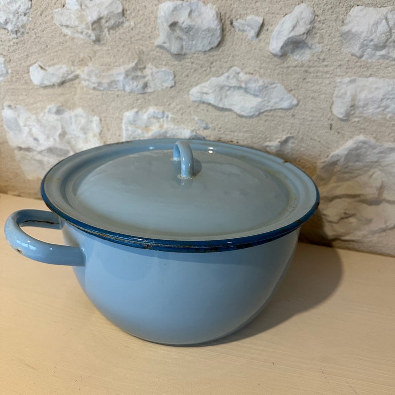 Vintage Blue Enamel Ware Cooking Pot - Etsy