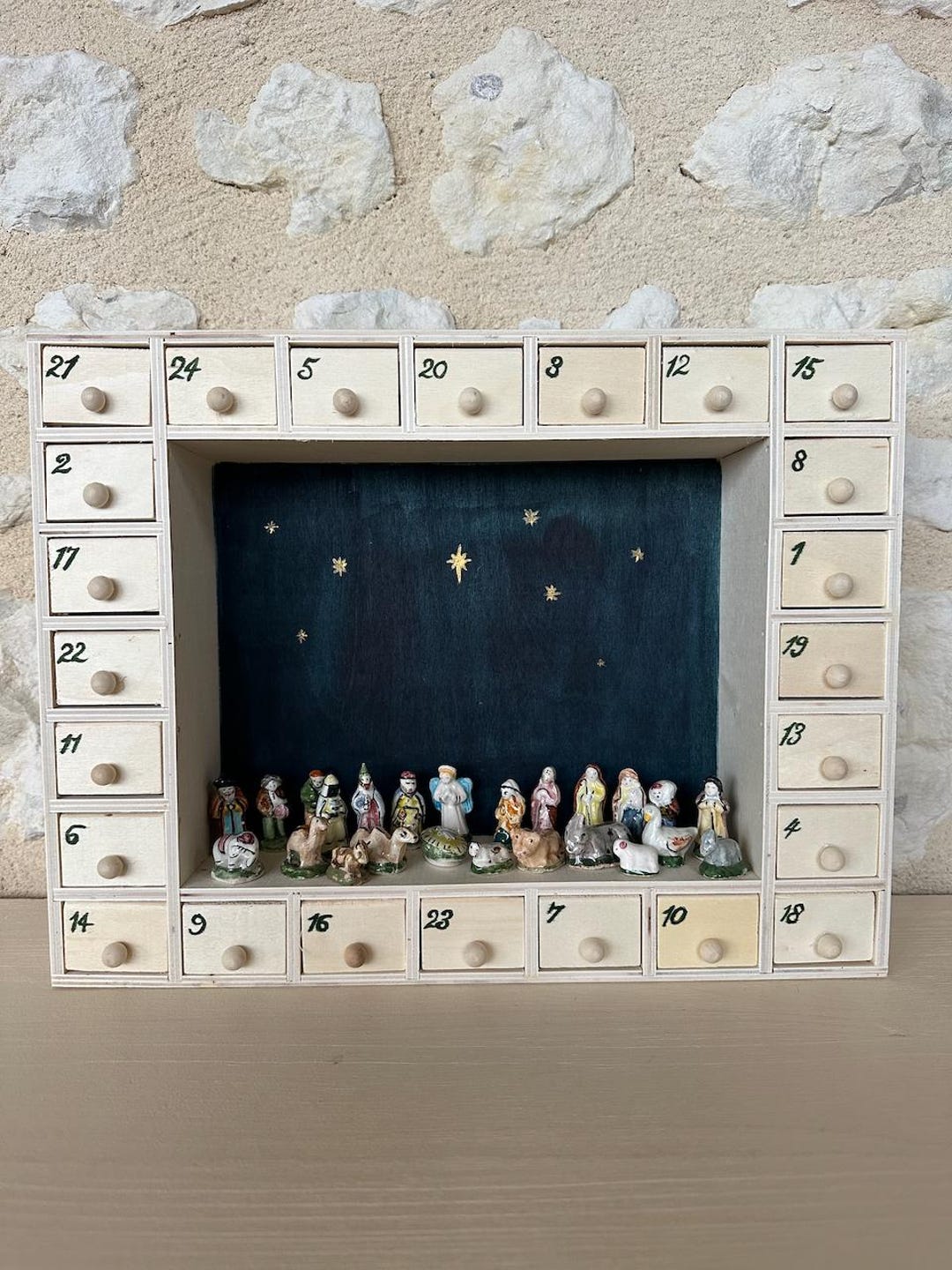 Starry Night Vintage Nativity Feve Advent Calendar - Etsy