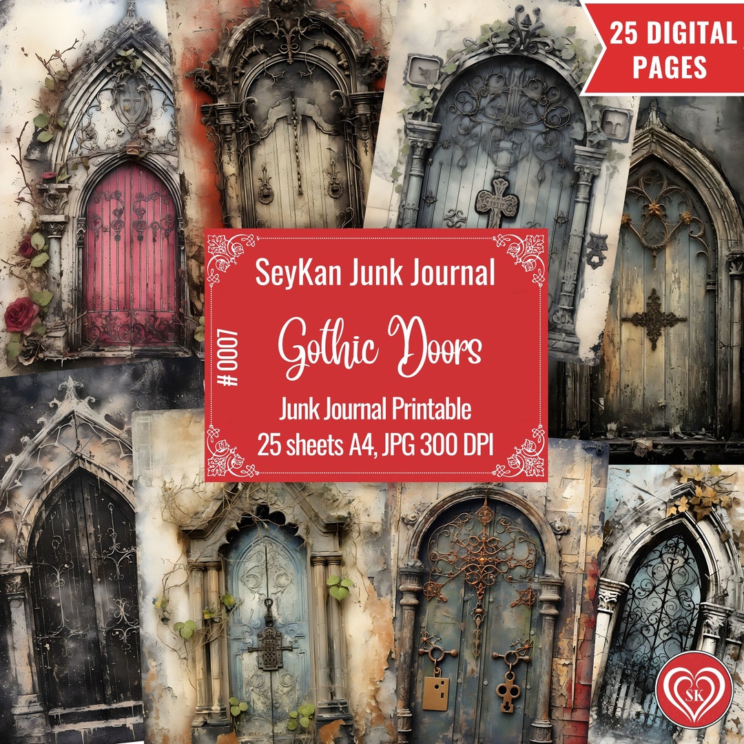 Bundle Gothic Doors Junk Journal Papers 25 Sheet Goth Fantasy Arched ...