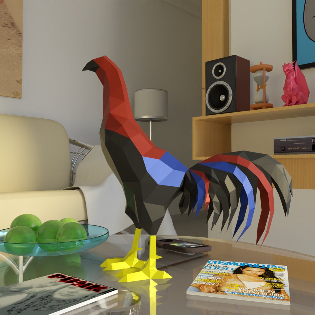 Rooster PAPERCRAFT LOWPOLY - Etsy
