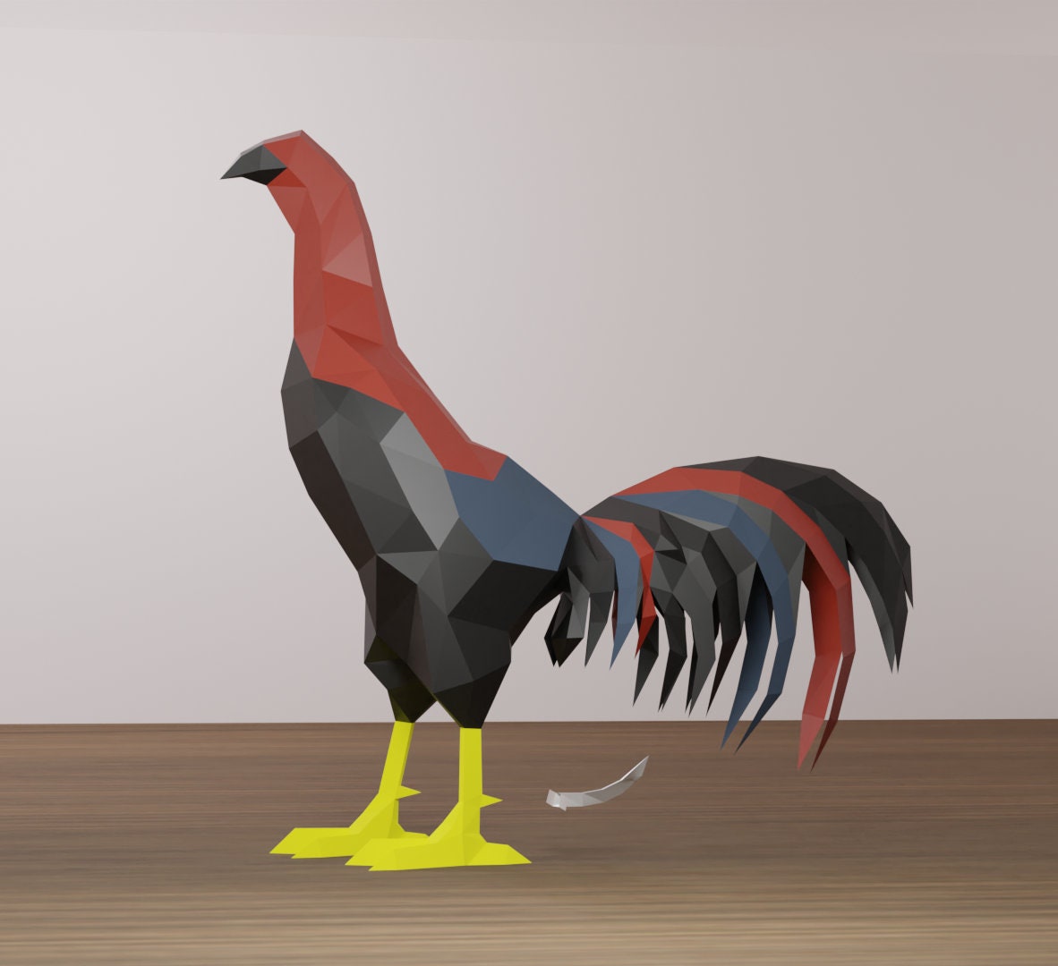 Rooster PAPERCRAFT LOWPOLY - Etsy
