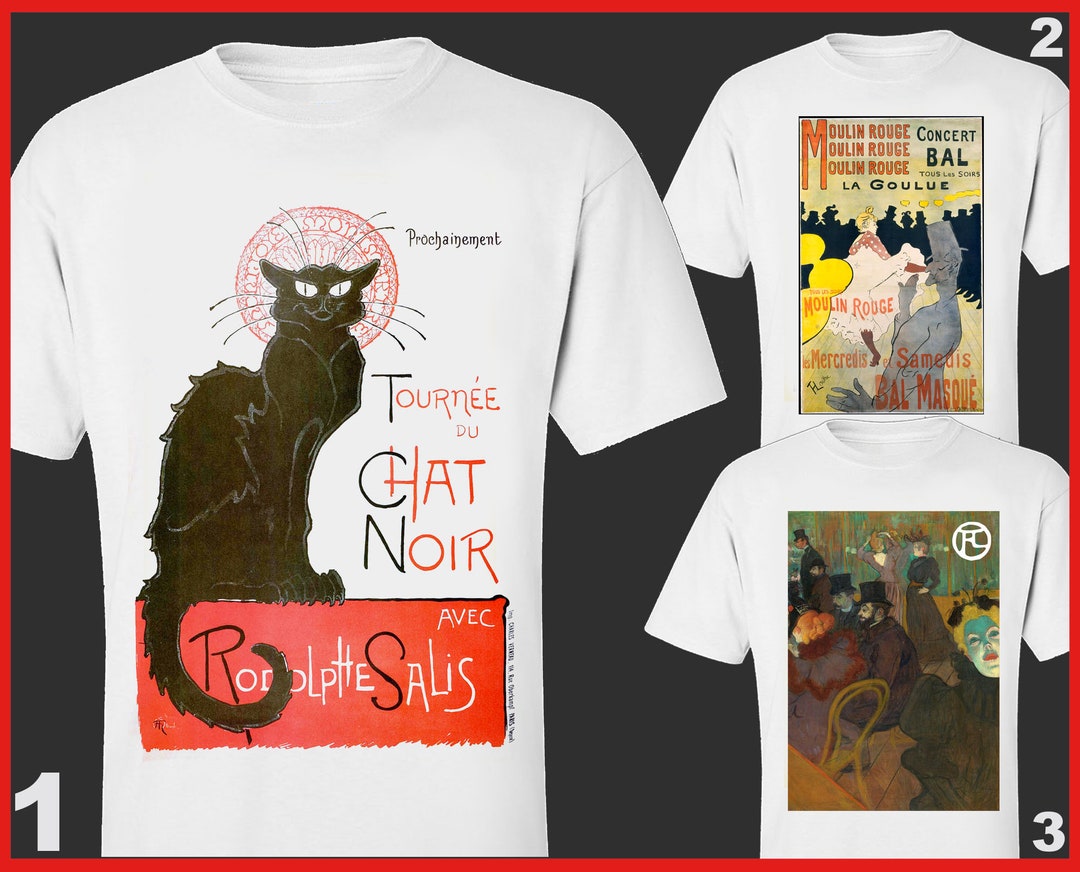 Henri De Toulouse-lautrec Tshirt. Moulon Rouge, Chat Noir, Absynthe ...