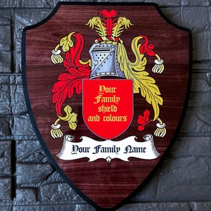 Custom Family Coat of Arms Shield Plaque: Hand-crafted Heraldic Crest ...