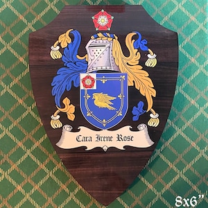 Family Coat of Arms Plaque: Wooden Heraldic Shield, Surname History ...