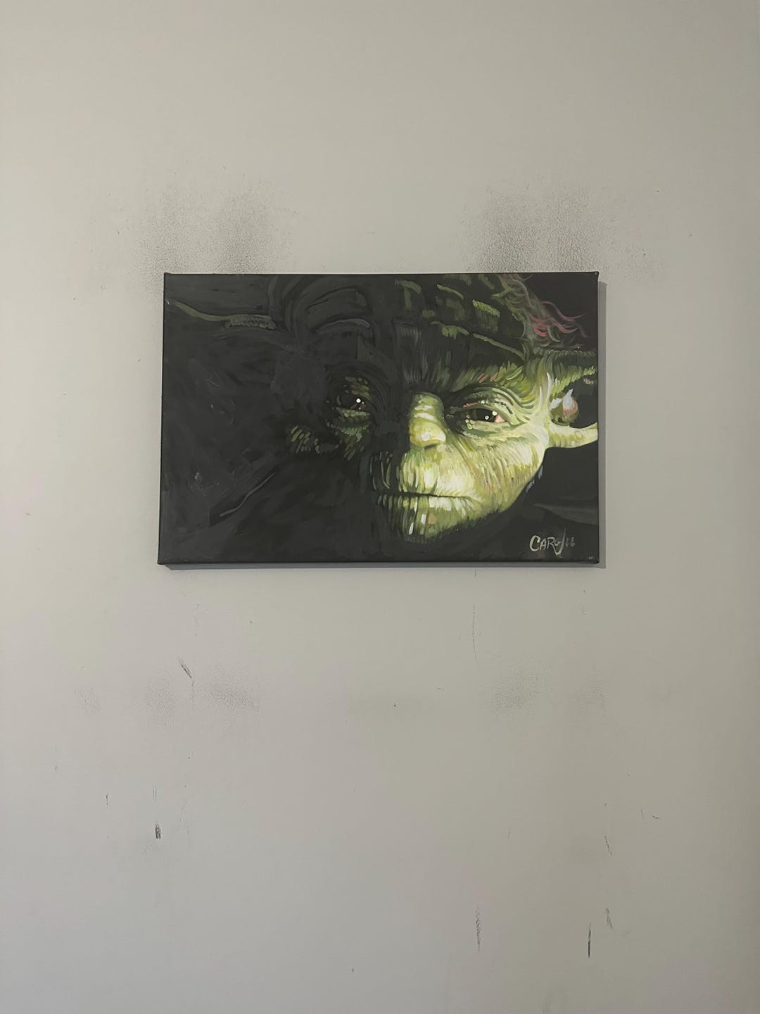 Yoda Star Wars Art 12in X 18in Acrylic Painting on Canvas Chris Cargill ...