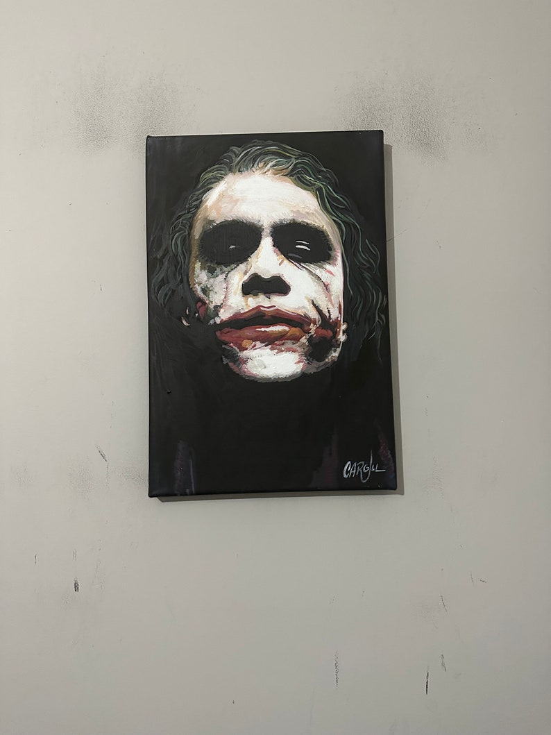 Joker Heath Ledger Dark Knight Movie Art 12in X 18in Acrylic Painting ...