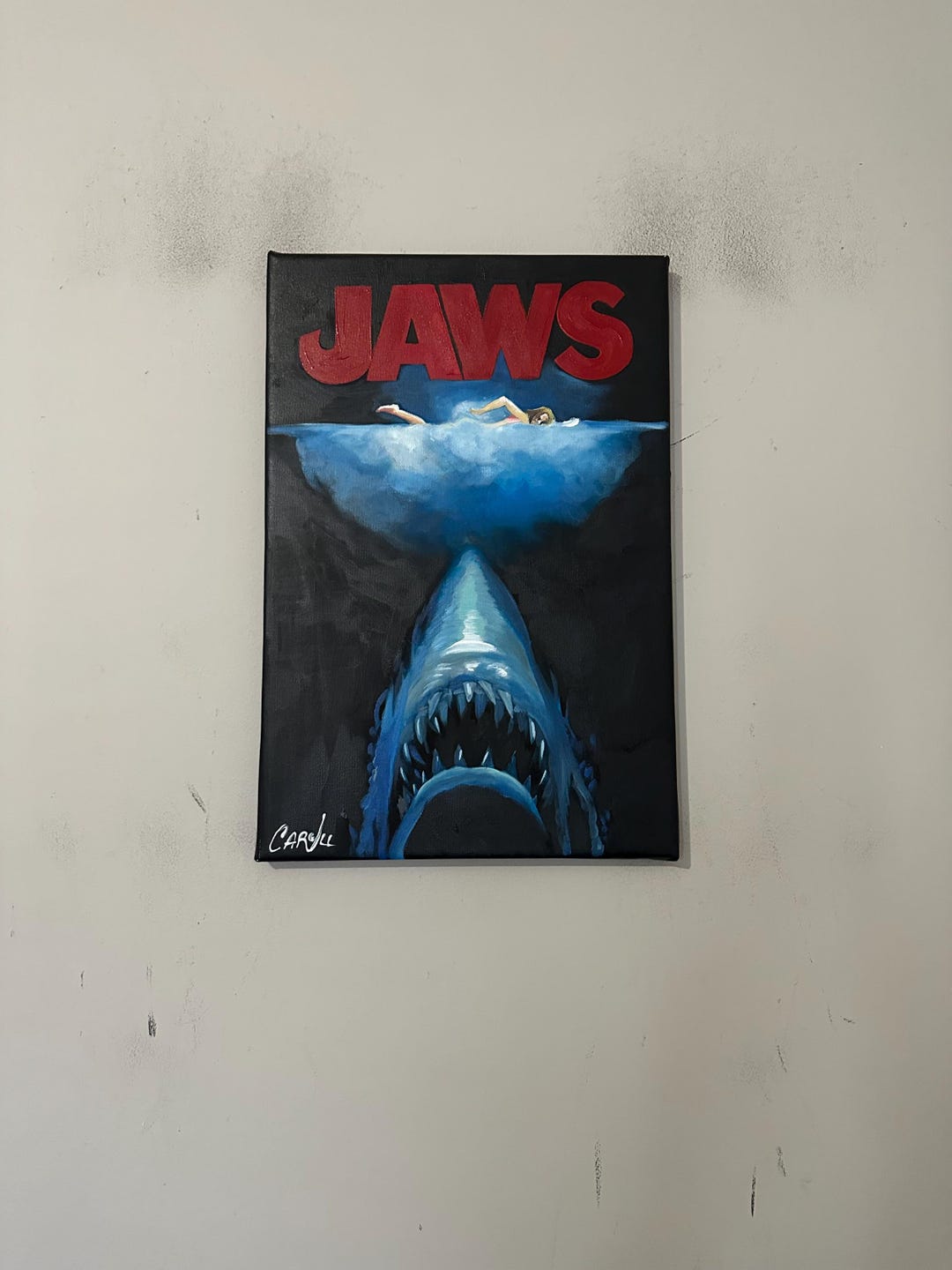 Jaws Movie Cover Art 12in X 18in Acrylic Painting on Canvas Chris ...