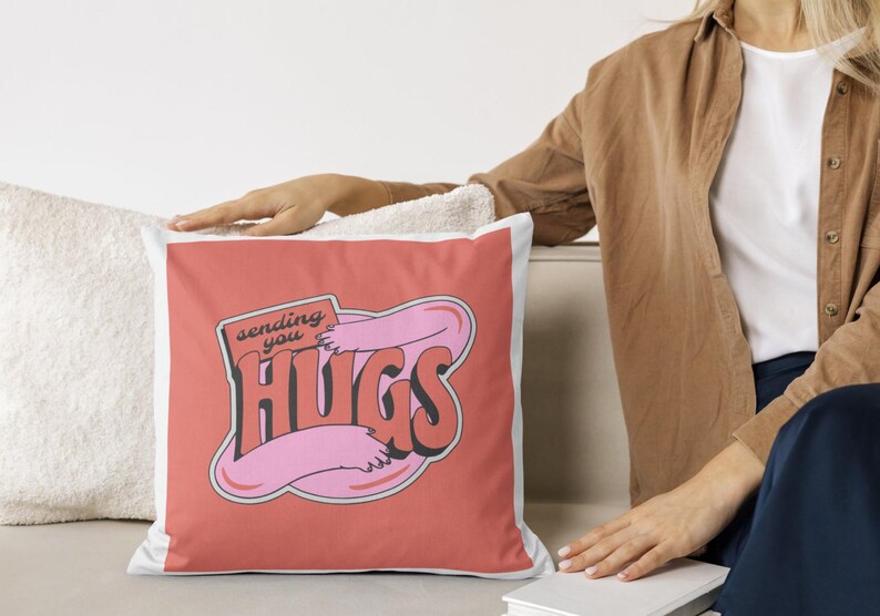 Sending You Hugs - Printable Digital Art With Hugging Arms on Pink ...