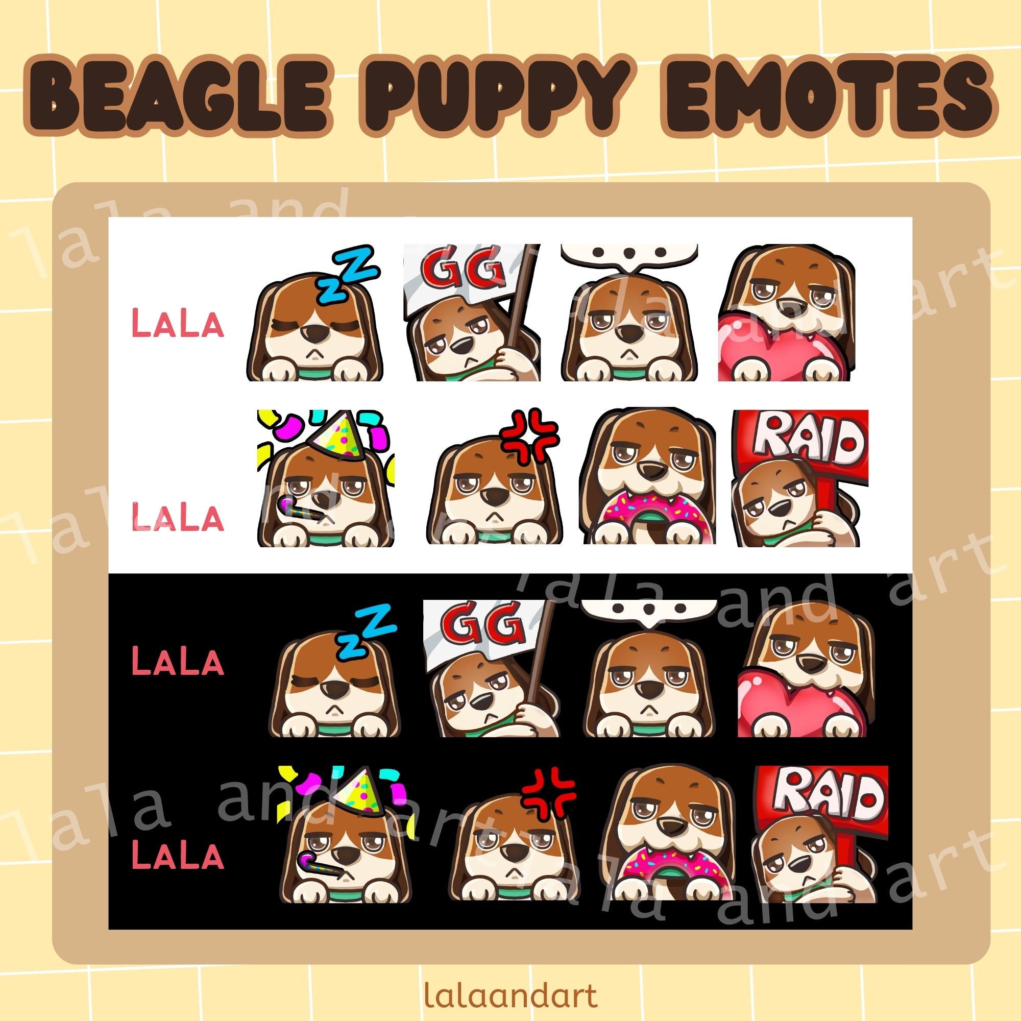 BEAGAL PUPPY EMOTE Set 8 Twitch Discord Youtube Streaming Cute Beagle ...