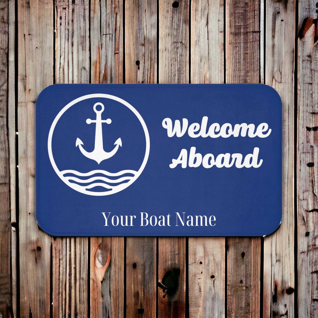 Custom Welcome Aboard Boat Mat, Nautical Mat for Boat Owners, Nautical ...