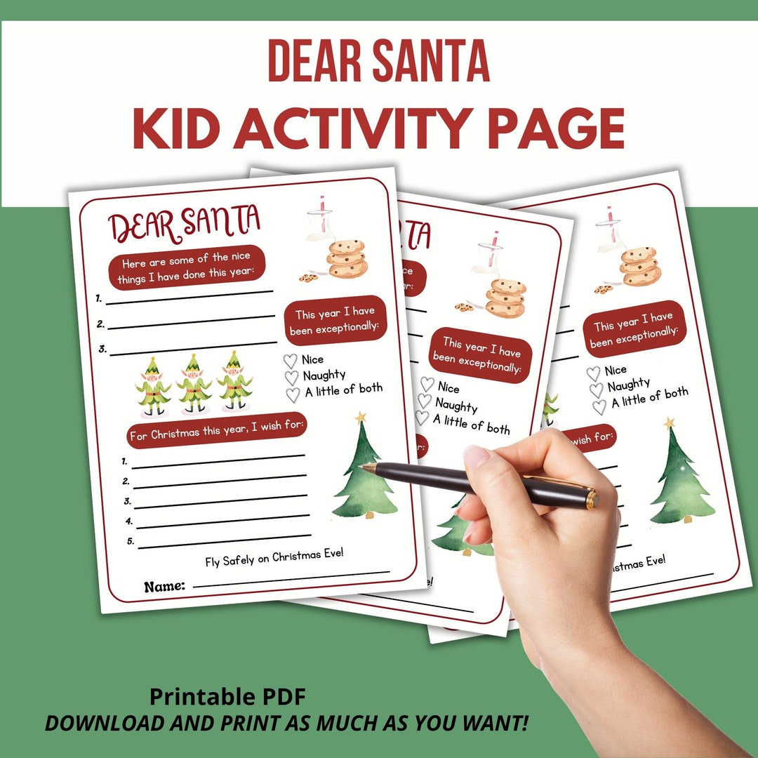 Dear Santa Worksheet - Etsy