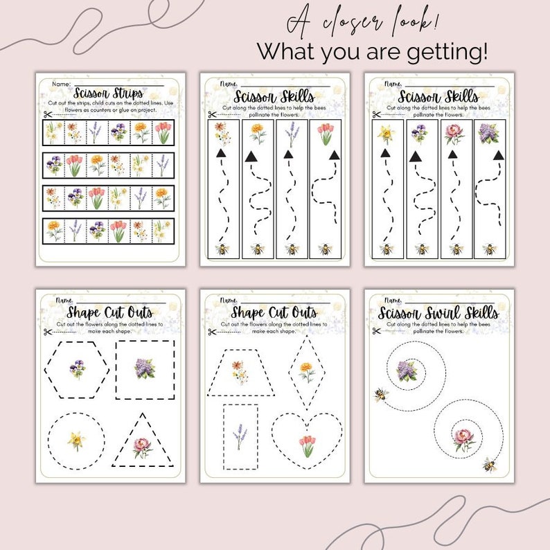 Spring Flower Scissor Skill Bundle, Preschool Scissor Practice ...