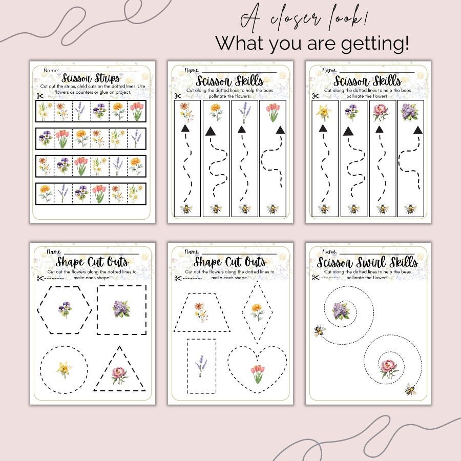 Spring Flower Scissor Skill Bundle, Preschool Scissor Practice ...