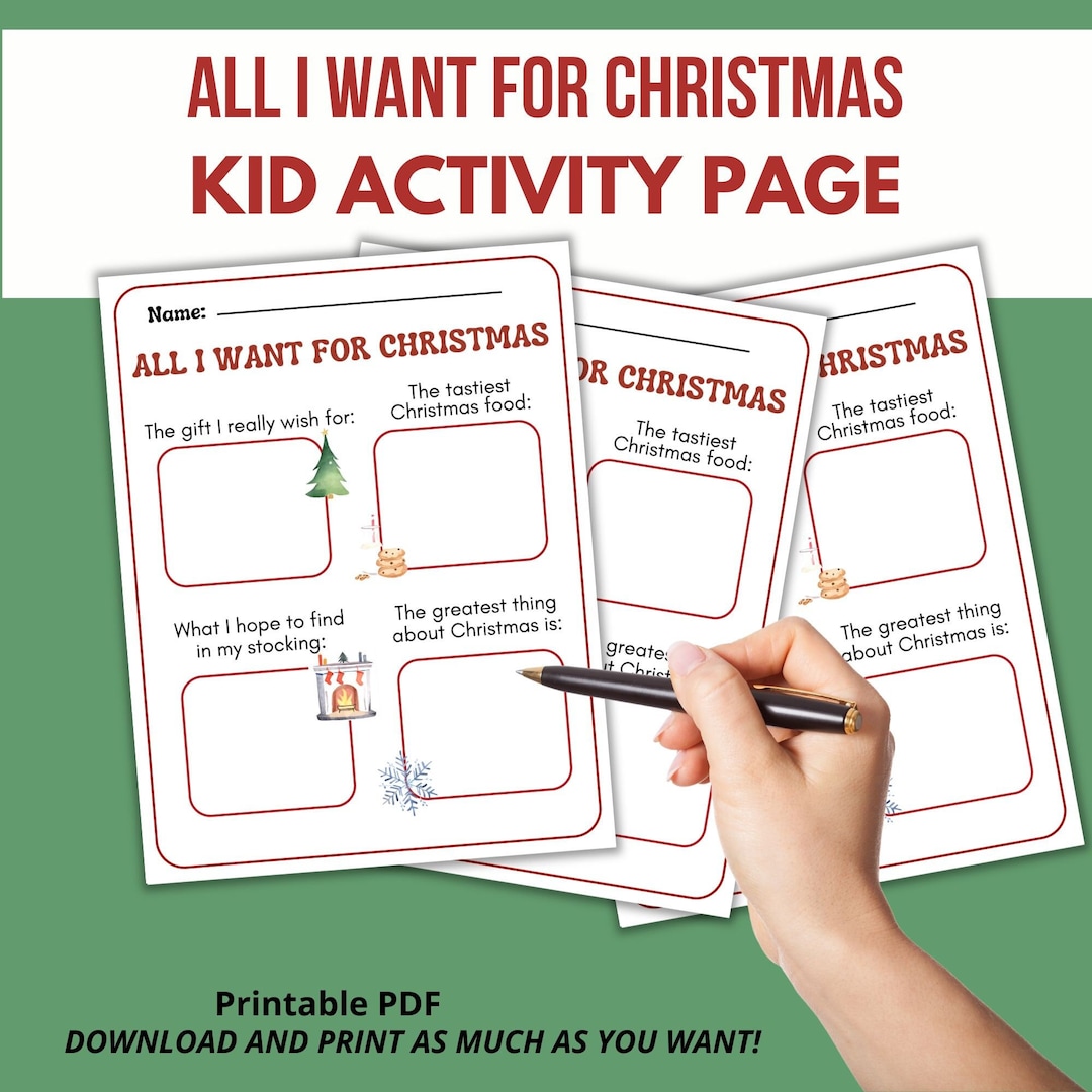 All I Want for Christmas Kid Activity Page - Etsy