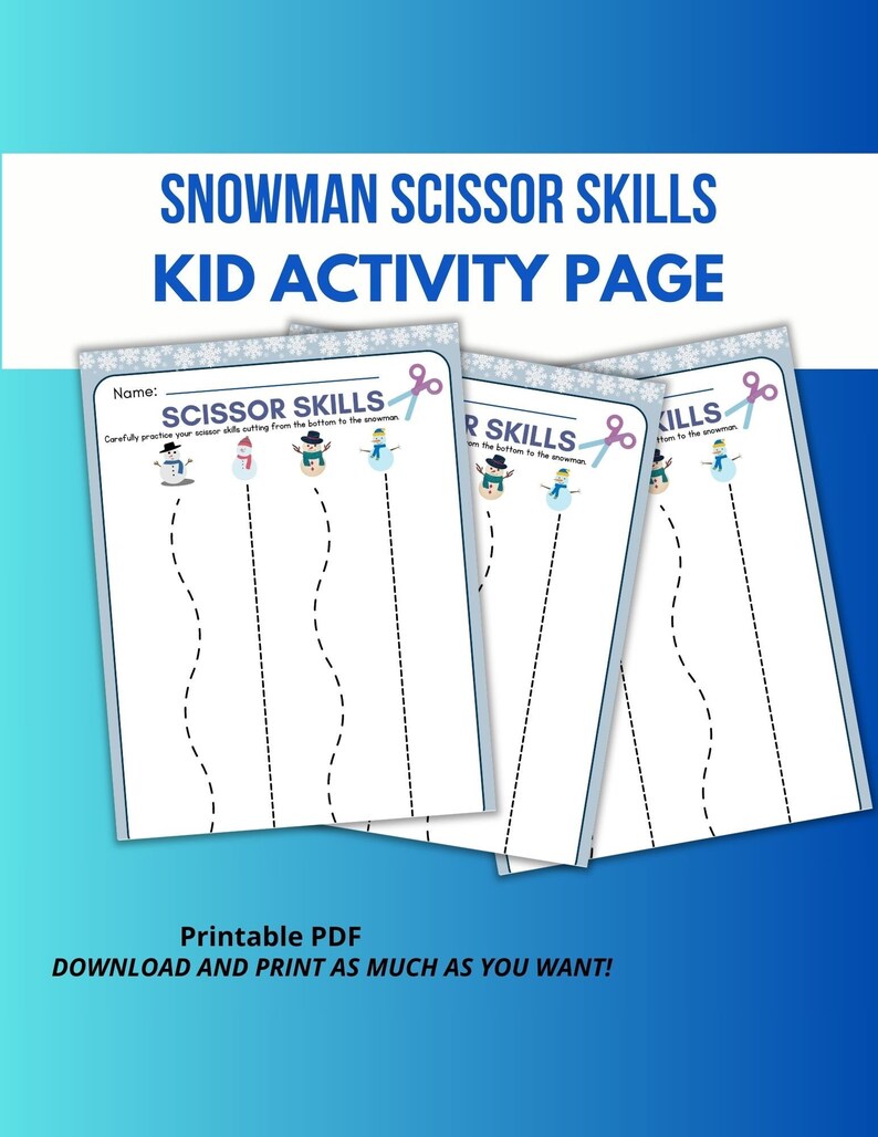 Snowman Scissor Printable - Etsy