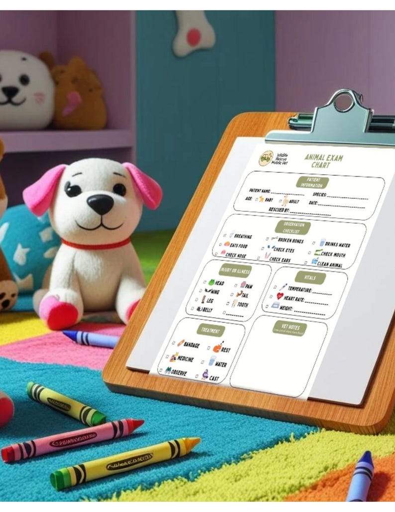 Printable Vet Exam Chart: Wildlife Rescue Doctor Pretend Play (PDF ...