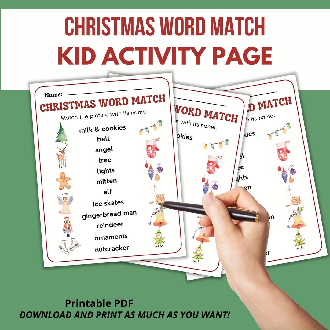 Christmas Word Match Activity Page, Christmas Fun, Christmas Game ...