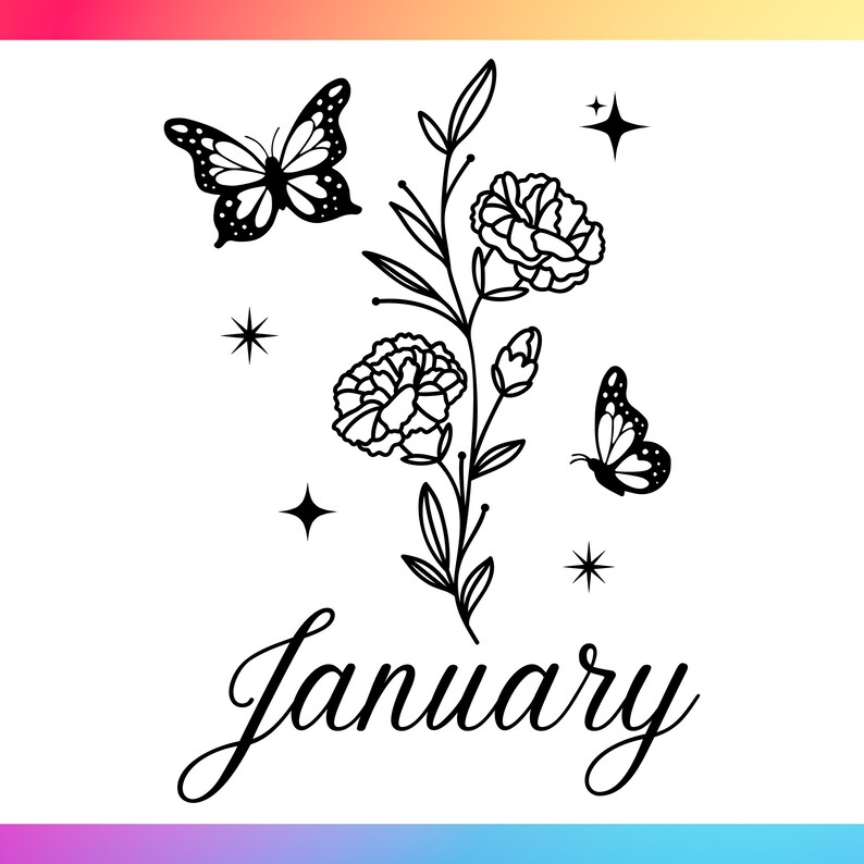 January Birth Flower Svg, Birth Flower Svg, January Flower Svg, January ...