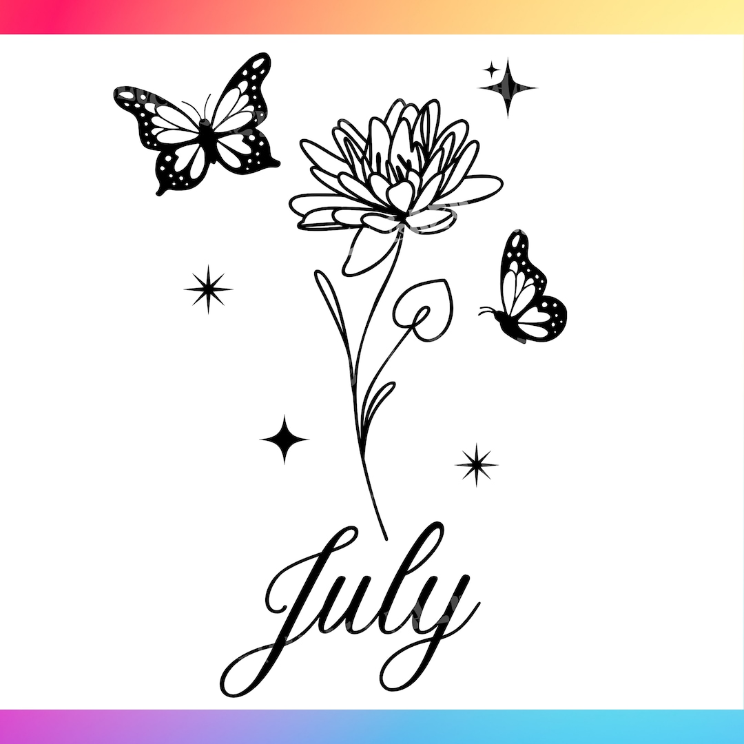 July Birth Flower Svg, Birth Flower Svg, July Flower Svg, July Svg ...