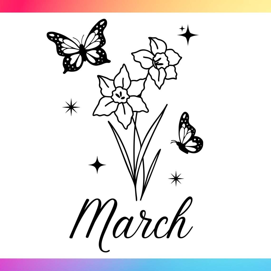 March Birth Flower Svg, Birth Flower Svg, March Svg, March Flower Svg ...