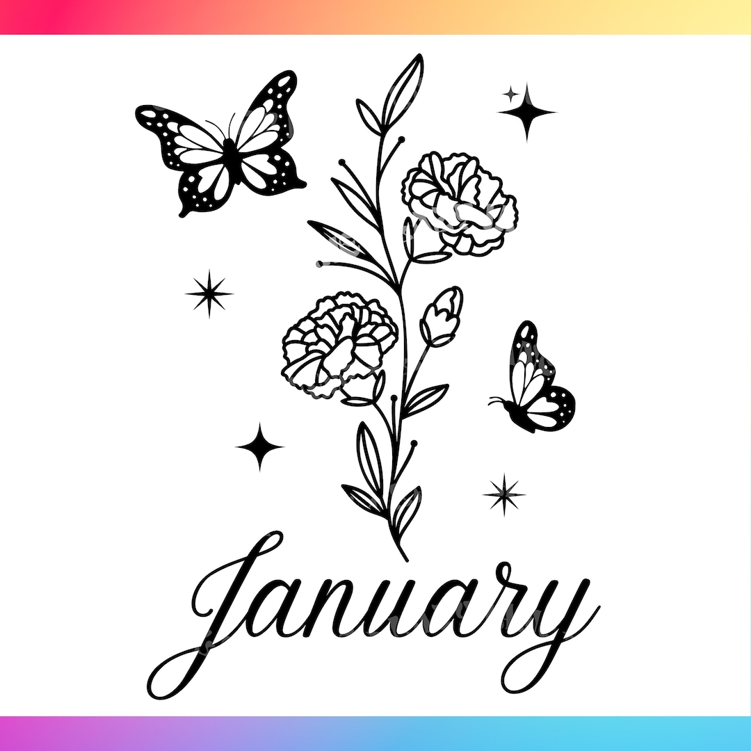 January Birth Flower Svg, Birth Flower Svg, January Flower Svg, January ...