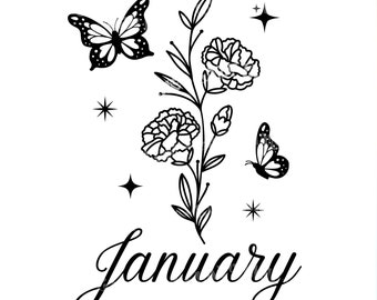 January Birth Flower SVG - Etsy