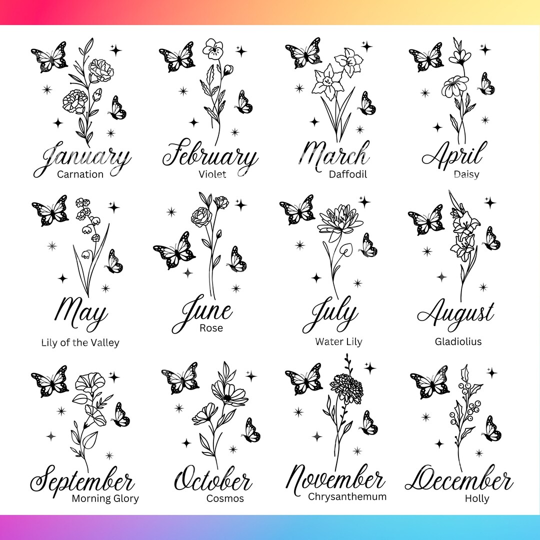 Birth Flower Svg Bundle, Birth Month Flower Svg, Birth Month Svg ...