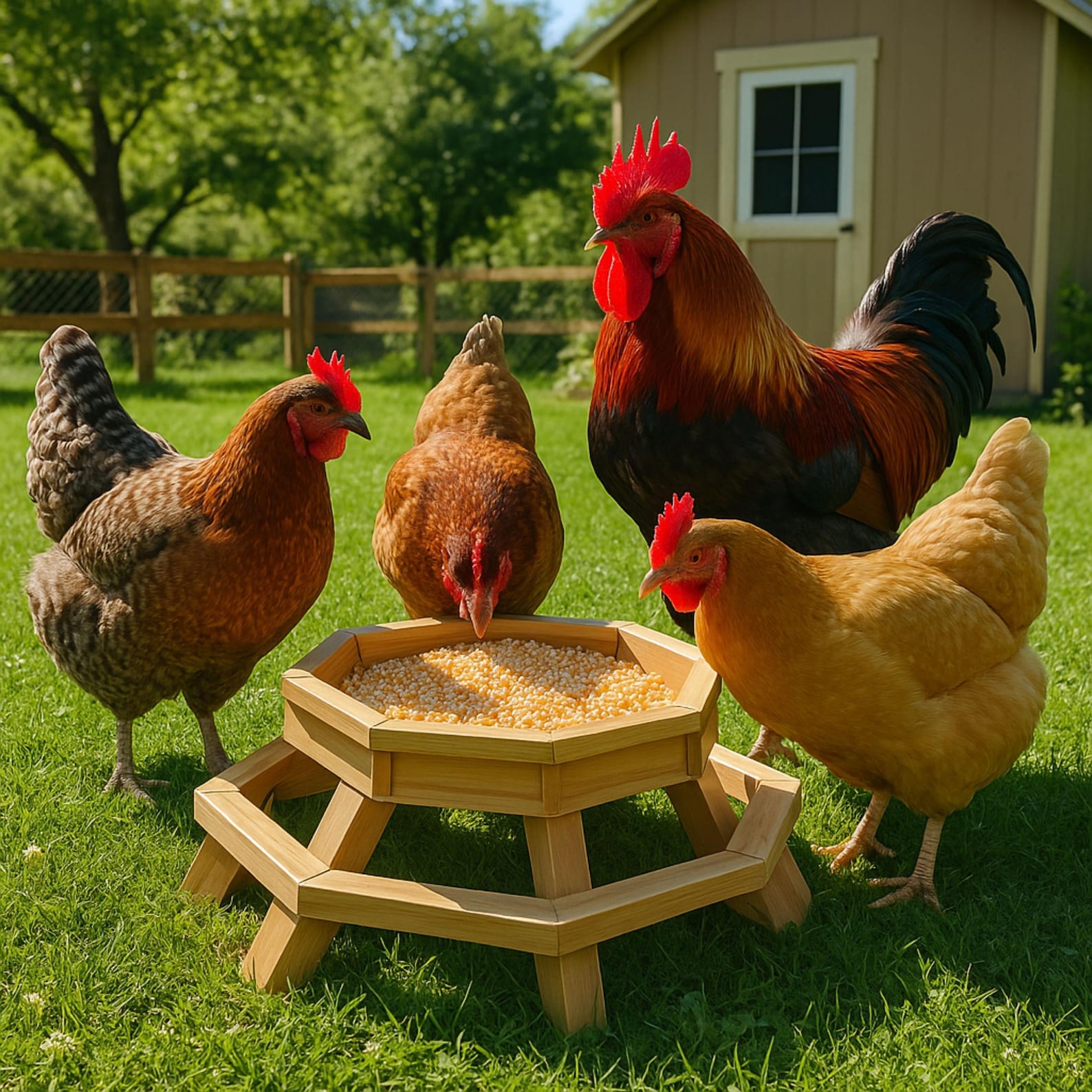 DIY Chicken Feeder Plan, Octagon Wood Poultry Feeder Blueprint, Digital ...
