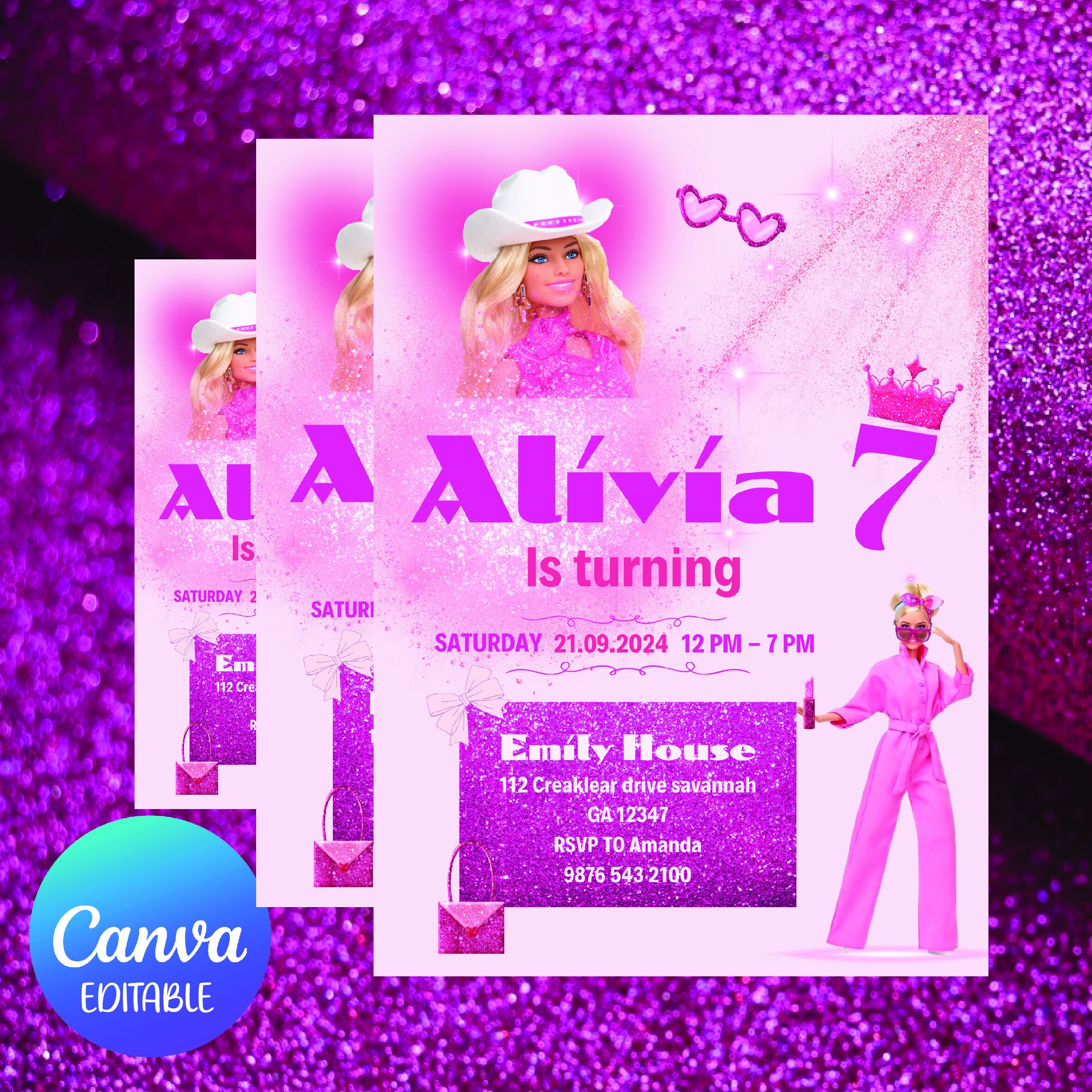 Editable Fashion Party Invitation, Girl Party Invite, Girls Birthday ...