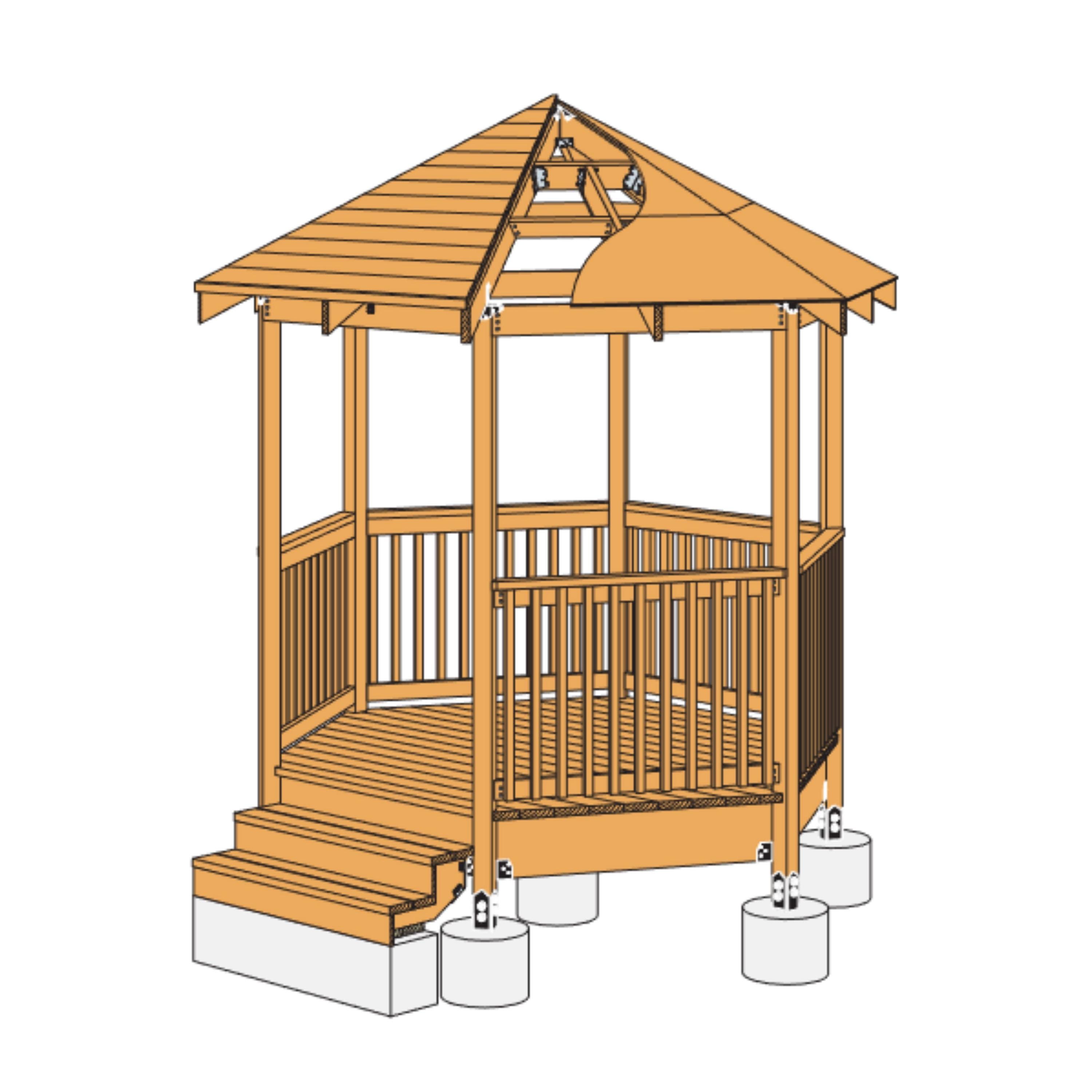 DIY Gazebo Plan PDF, Wooden Octagon Backyard Pavilion With Railings and ...