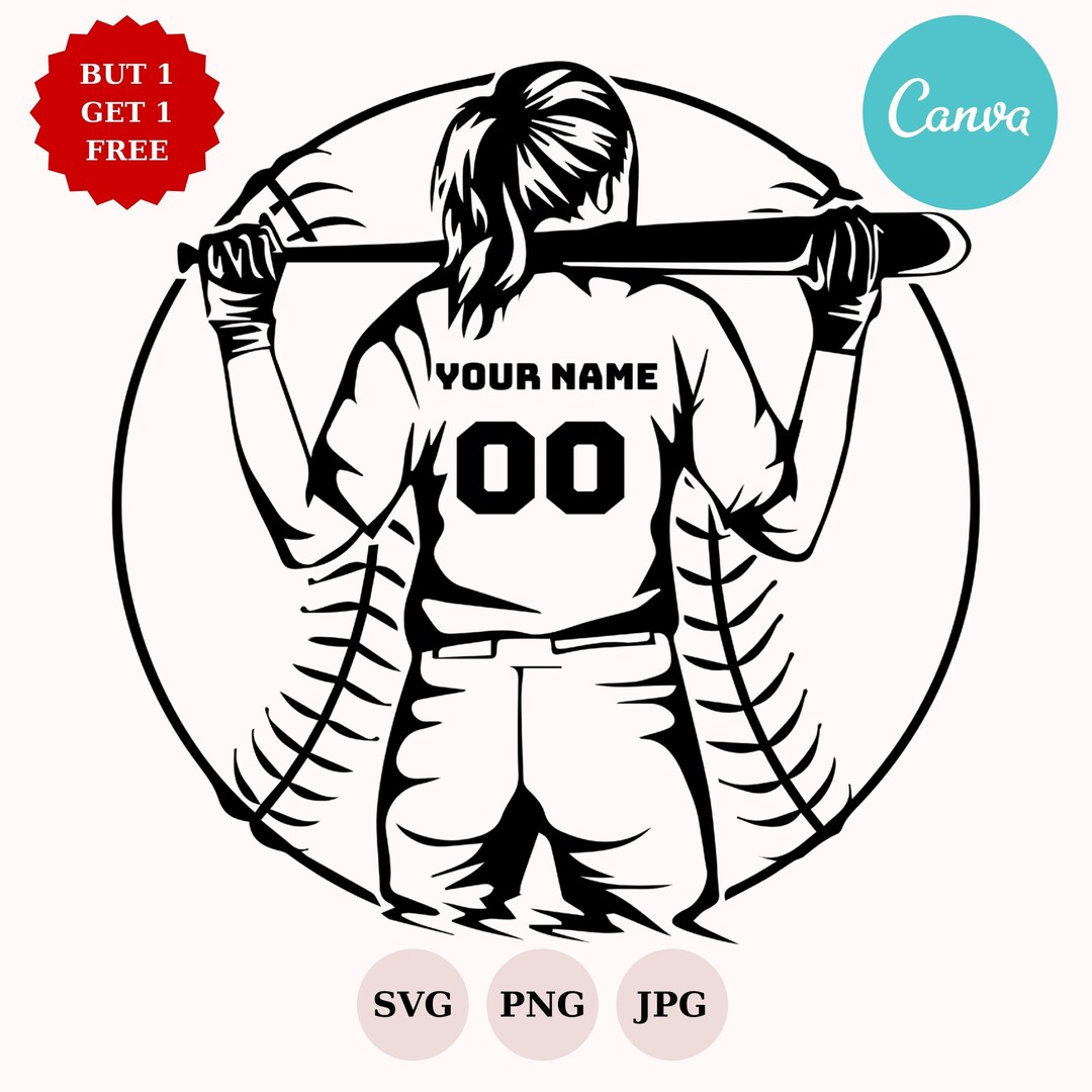 Custom Girl Softball SVG, Swing Clipart Design for Silhouette, Perfect ...