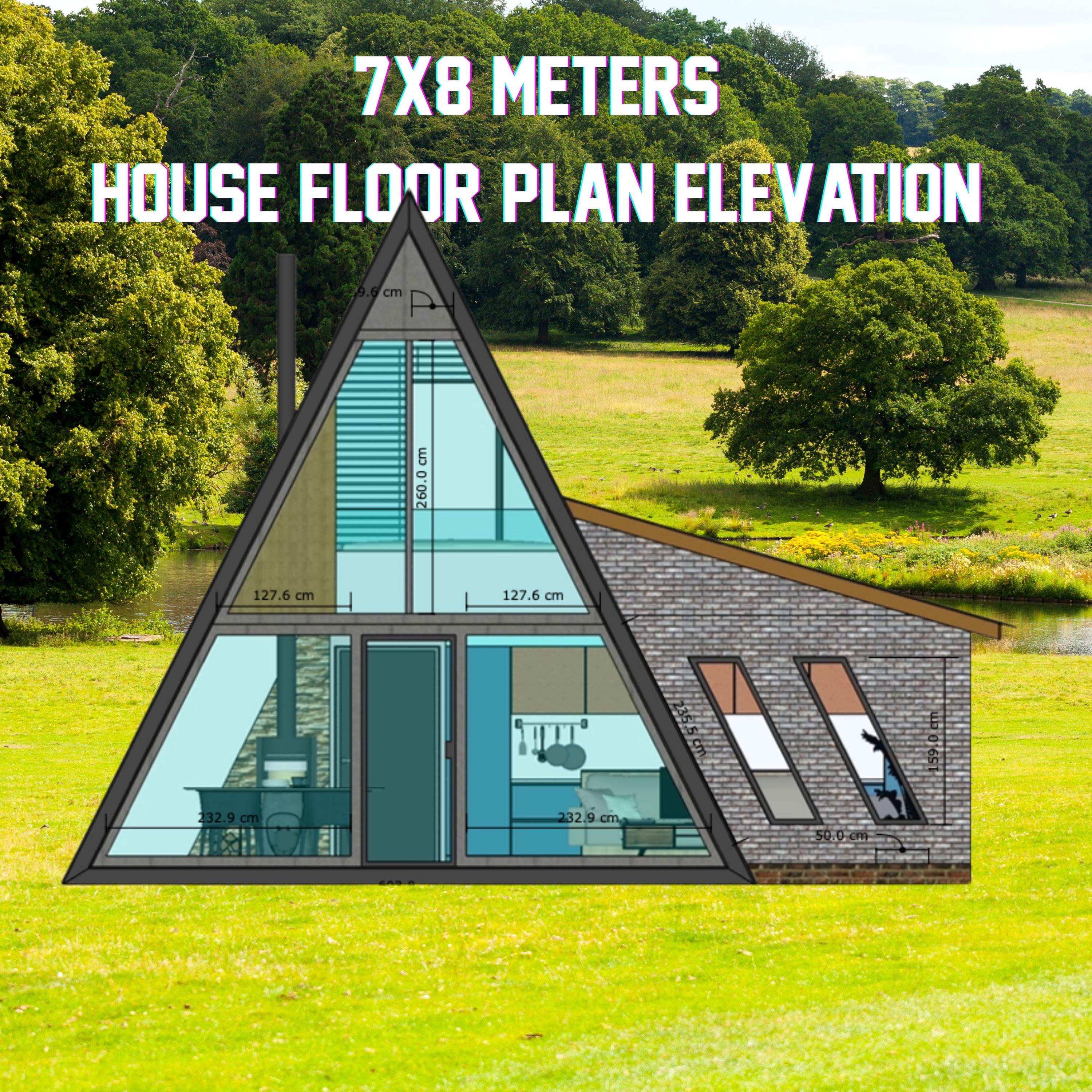A-frame House Plan PDF, 7x8 Two Story Tiny Cabin Plans - Etsy