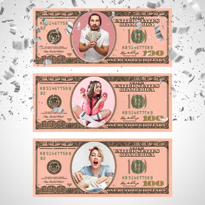 100 Dollar Bill Template, Custom Game Party Play Money, Add Your Text ...