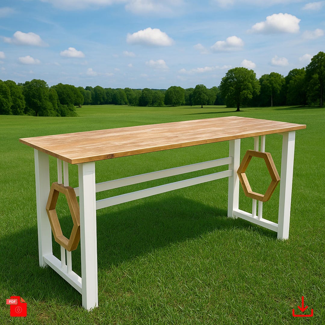 DIY Hexagon Standing Desk Plan – Farmhouse Style Table PDF - Etsy