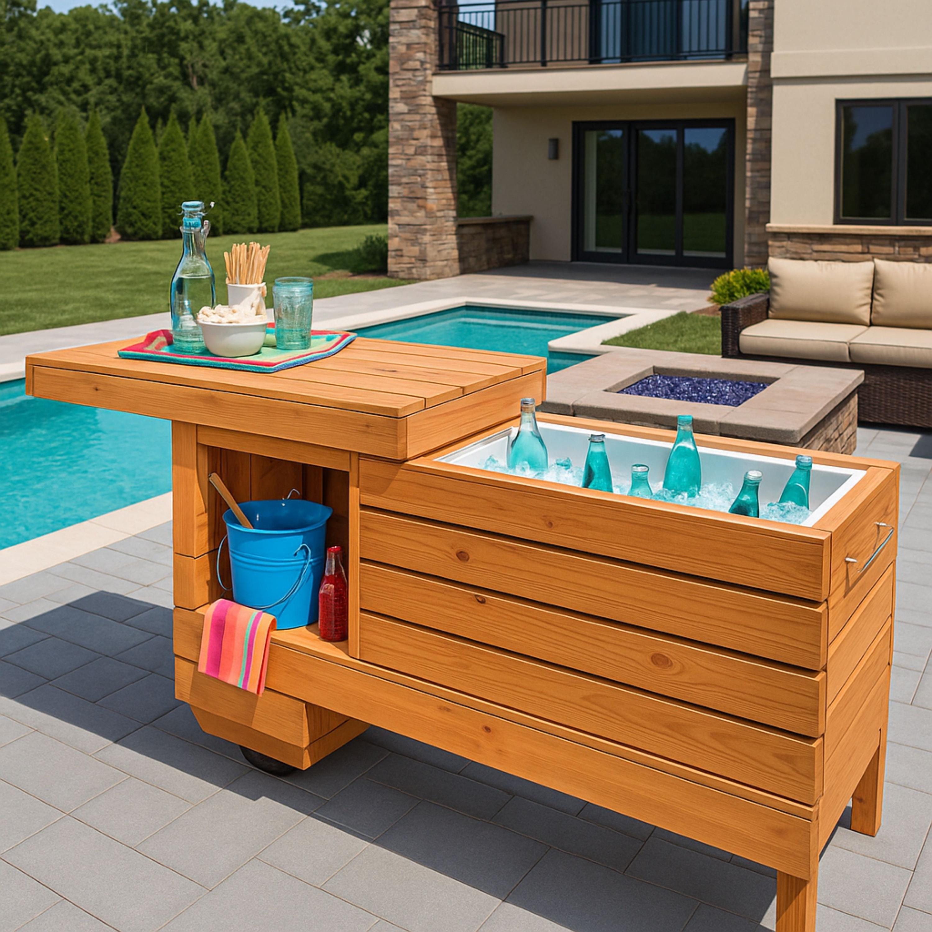 Woodworking Plans for Wooden Mobile Cooler PDF, Deluxe Modern Outdoor ...